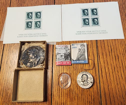 LOT OF SEVEN ORIGINAL PRE-1945 ADOLF HITLER RELATED ITEMS | OD43