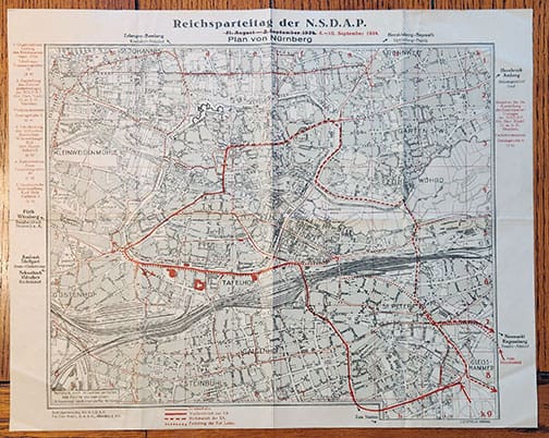 RARE ORIGINAL 1934 REICH PARTY DAYS 16 x13 INCHES MAP | OD43