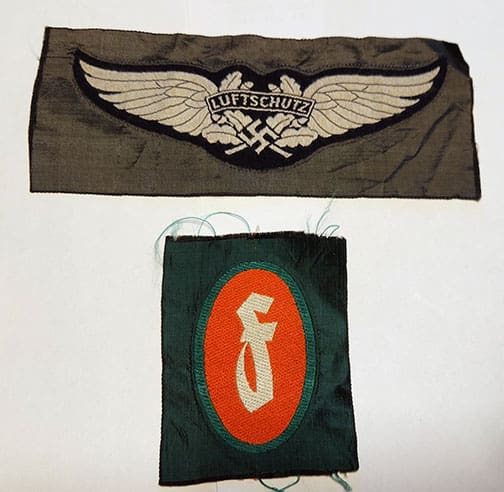 TWO ORIGINAL THIRD REICH LUFTSCHUTZ / AIR RAID PROTECTION PATCHES | OD43