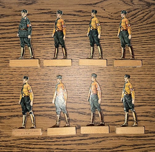 8 RARE ORIGINAL PRE-1945 HEAVY CARDBOARD TOY SS SOLDIERS | OD43