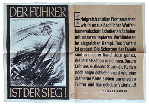 RARE 16-1/2 x 23-1/2 INCH THE FÜHRER IS VICTORY WAR PROPAGANDA POSTER ...