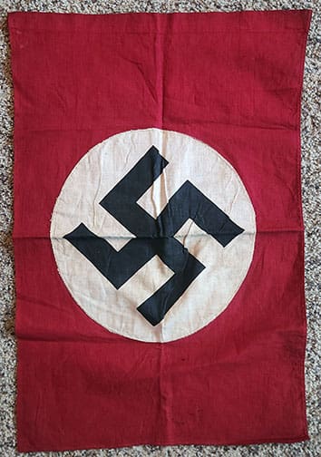 ORIGINAL 20-1/2 x 13-5/8 INCH DOUBLE SIDED THIRD REICH FLAG | OD43
